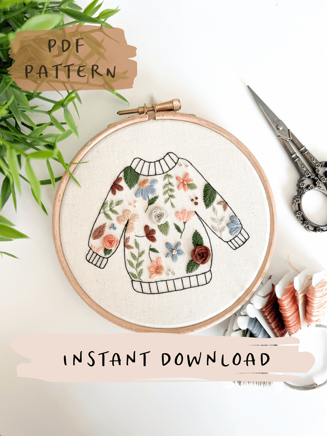 Embroidered Jumper Embroidery Pattern with Instructions || Digital Dow ...