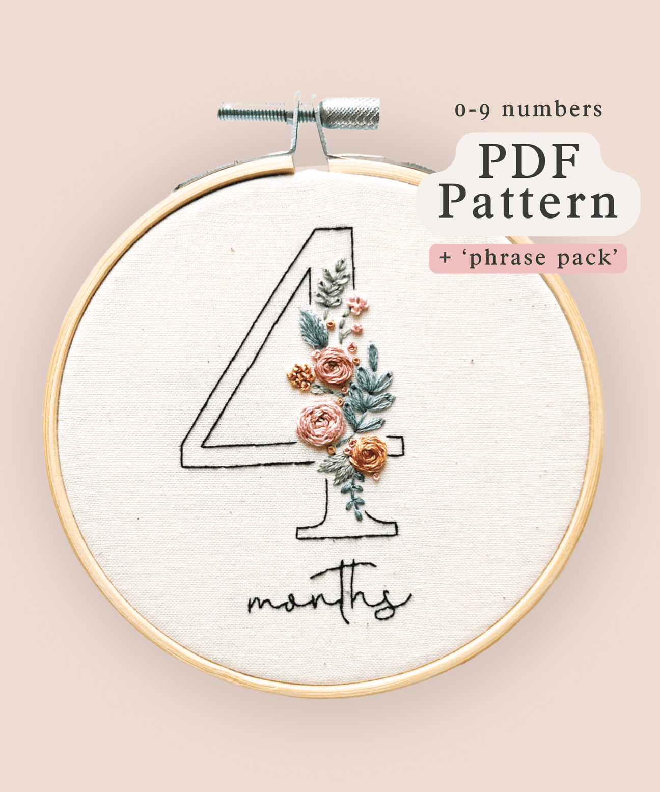 Floral Numbers Embroidery Patterns and Phrase Pack – Mindful Mantra ...