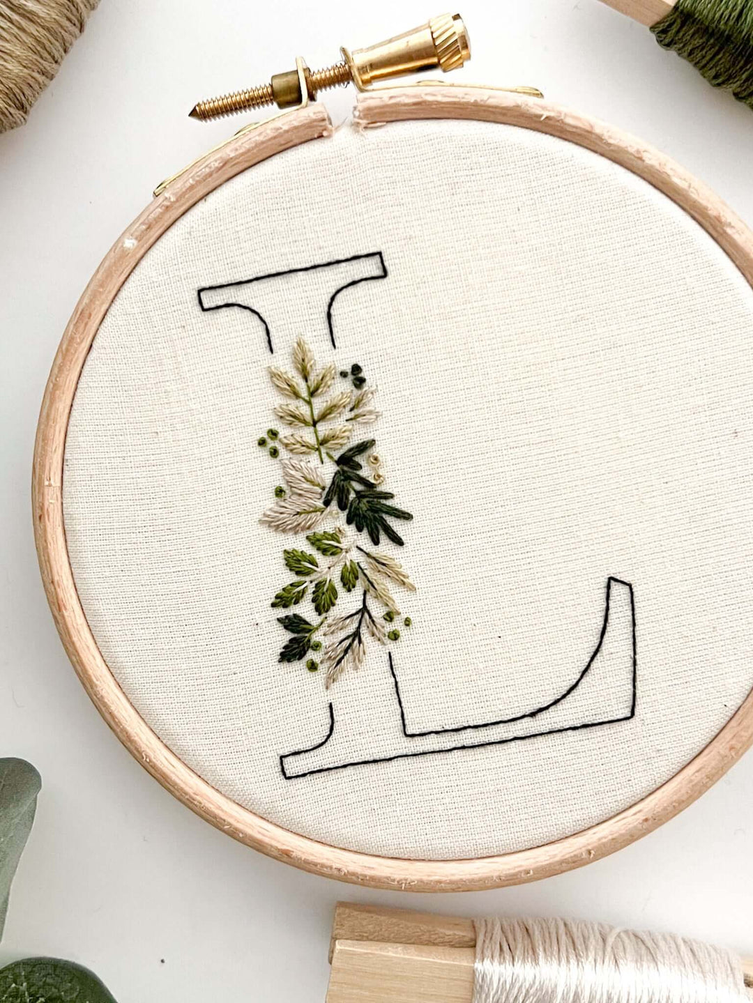 Botanical Initial Embroidery Pattern (A-Z) – Mindful Mantra Embroidery