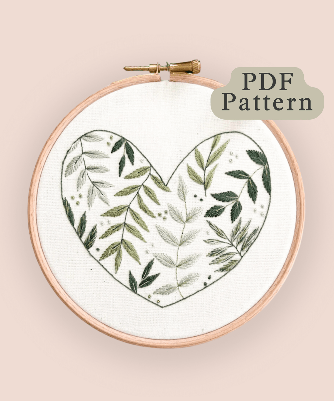 Botanical Heart Embroidery Pattern – Mindful Mantra Embroidery