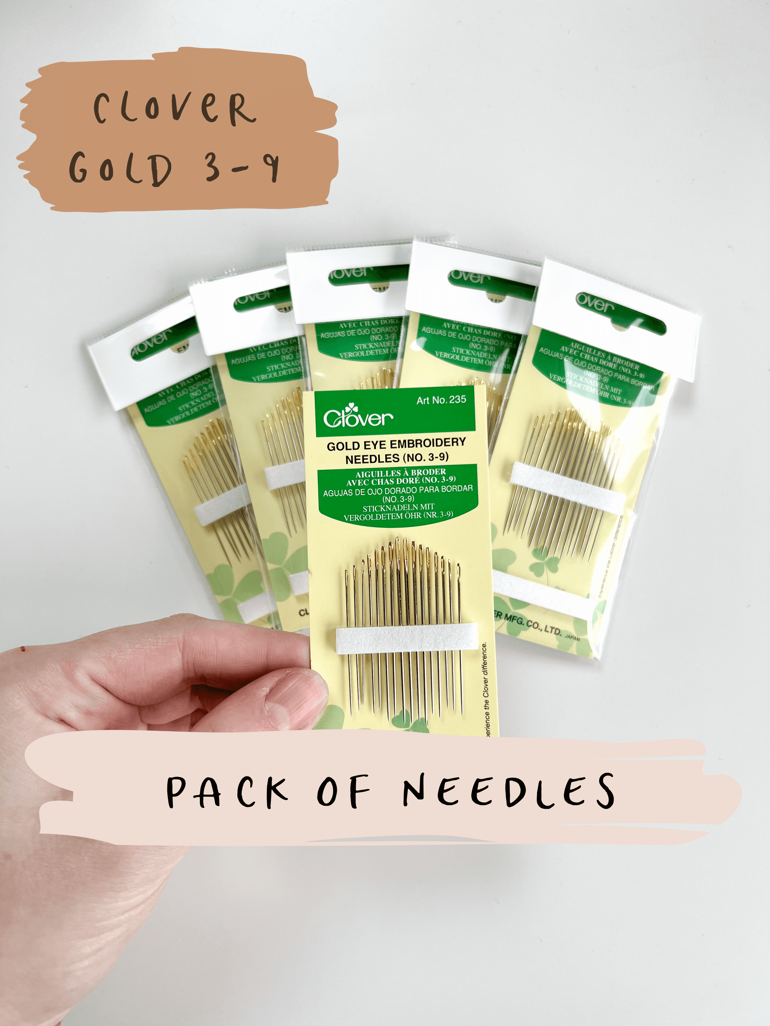 Clover Gold Eye Embroidery Needles - Size 3-9