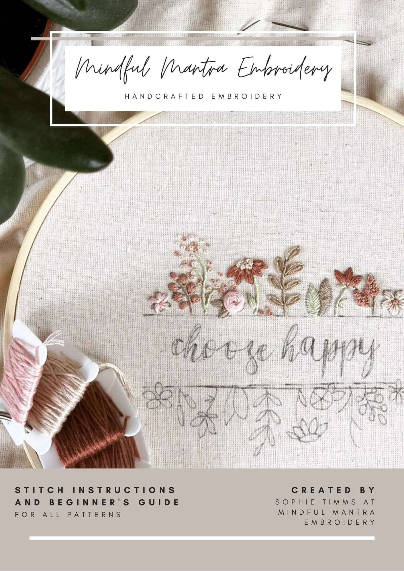 Choose Happy Embroidery Pattern with Instructions || Digital Download ...
