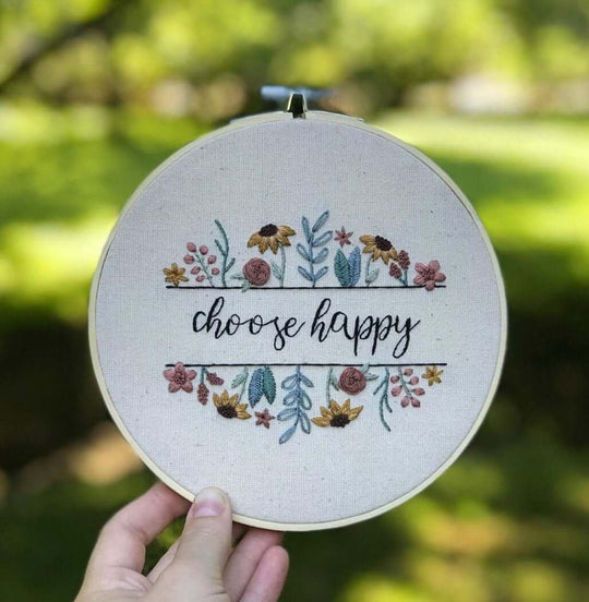 Choose Happy Digital Embroidery Pattern with Instructions